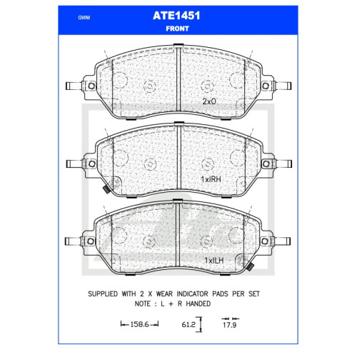 BRAKE PAD SET GWM P SERIES FRONT
