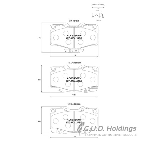 BRAKE PAD SET TOYOTA HILUX L/CRUIS FRONT